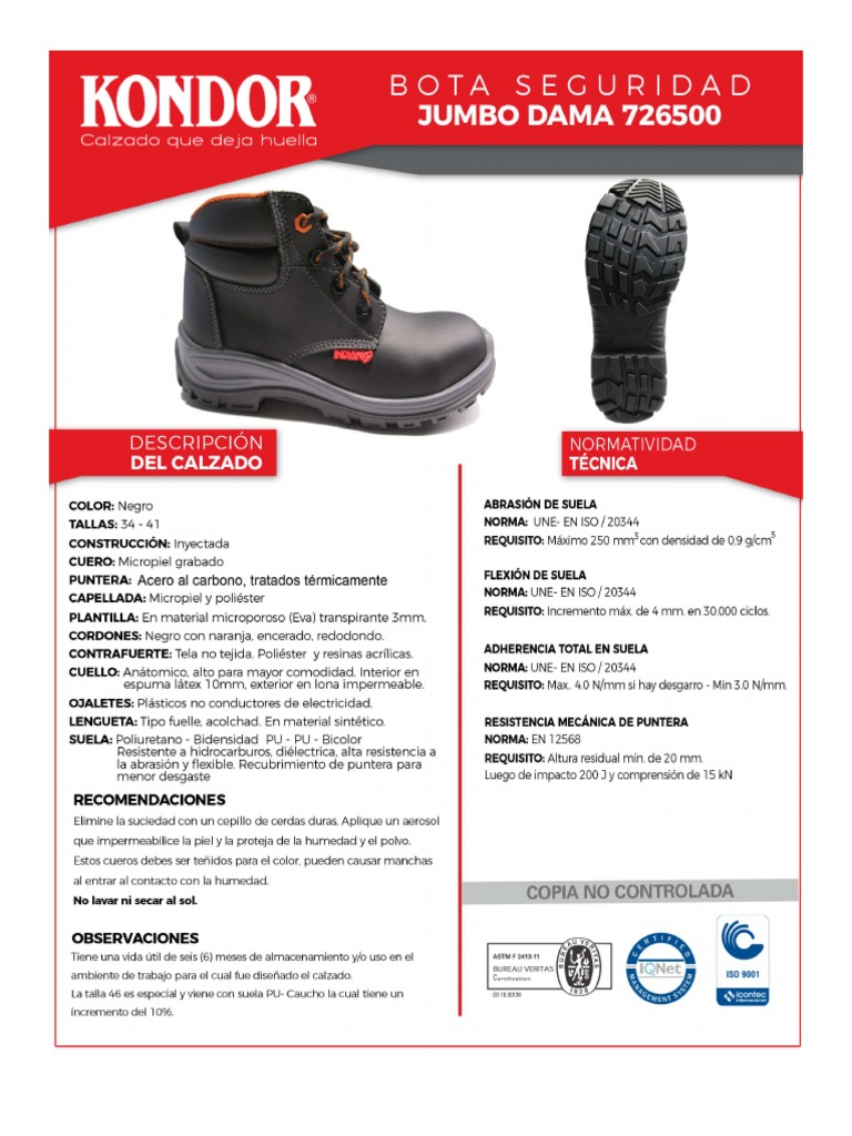 Bota Kondor Jumbo Dama 726500 | PDF