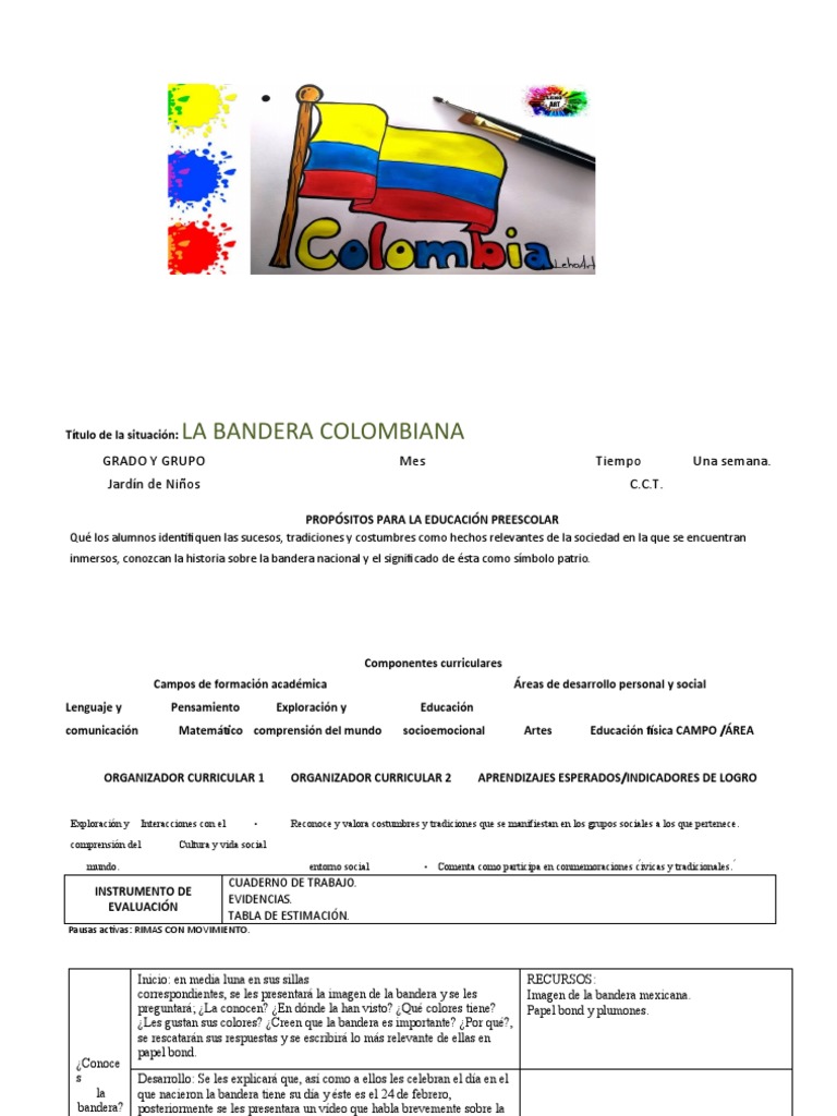 Plan Bandera COLOMBIANA | PDF | Educación de la primera infancia ...