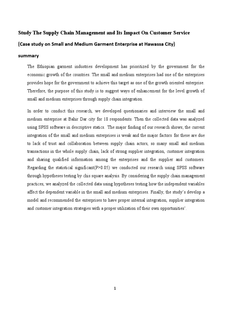 Study The Supply Chain Management and Its Impact On Customer Service ...