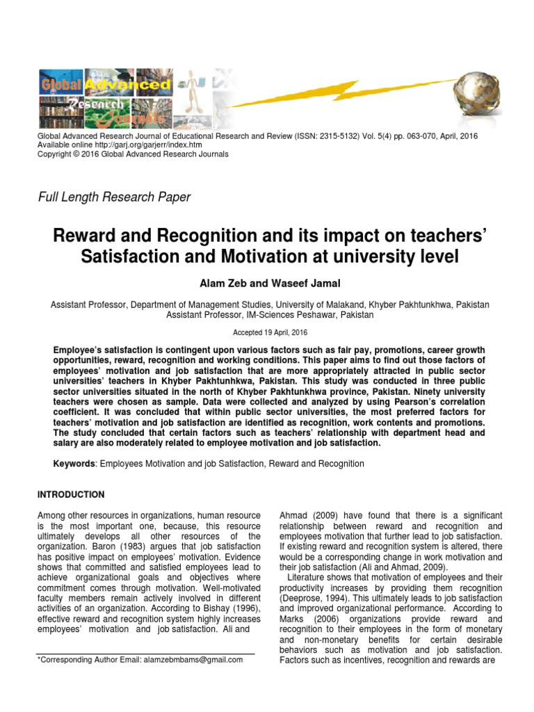 Full Length Research Paper: Alam Zeb and Waseef Jamal | PDF ...