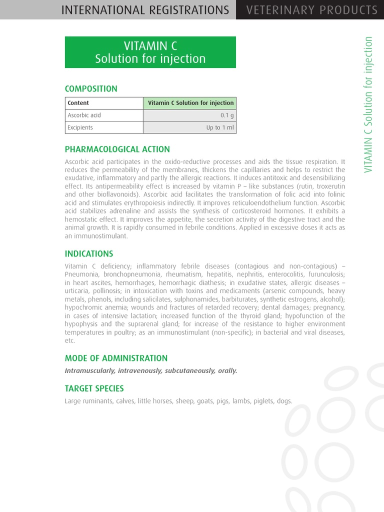 Vitamin C Solution For Injection: Composition | PDF | Vitamin C ...
