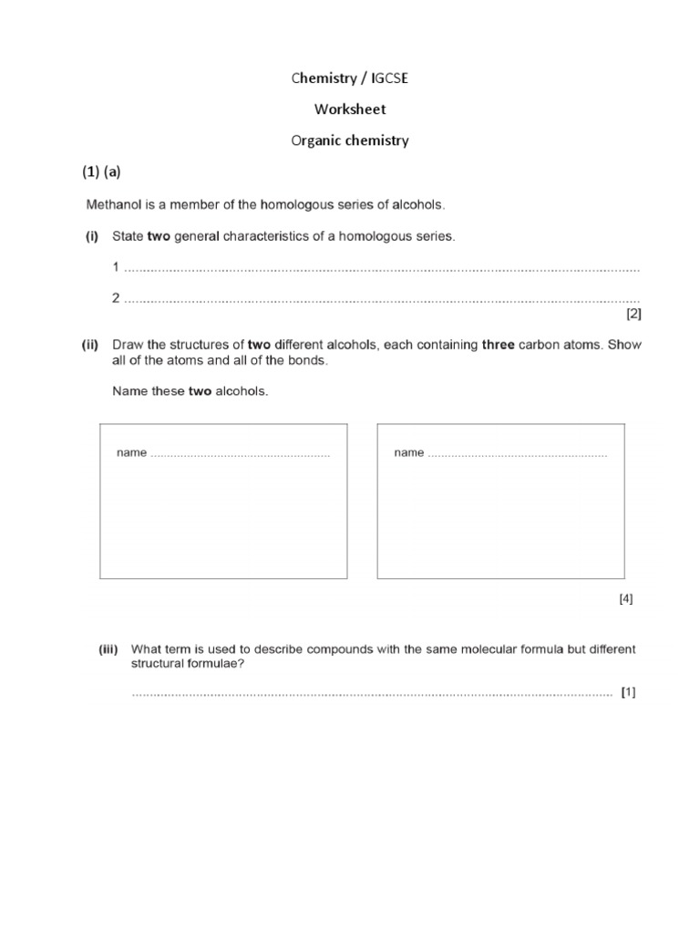 Organic Chem Worksheet | PDF