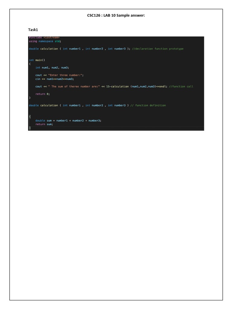 CSC126 Tutorial 10 Sample Answer | PDF