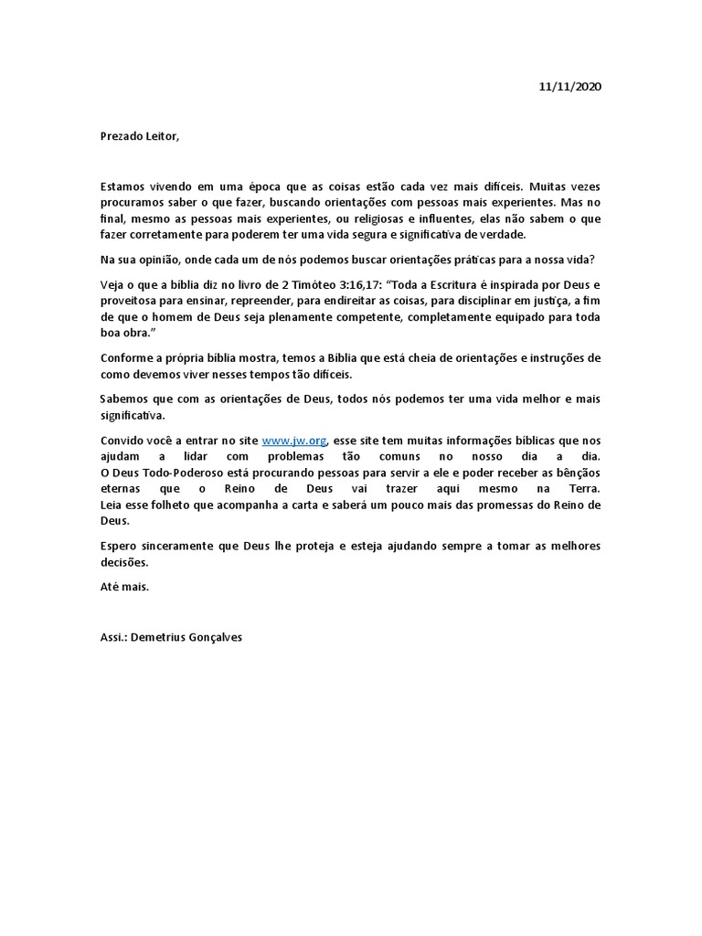 Carta - 2 Tim 3-16 - (2) O Que Você Espera Do Futuro | PDF