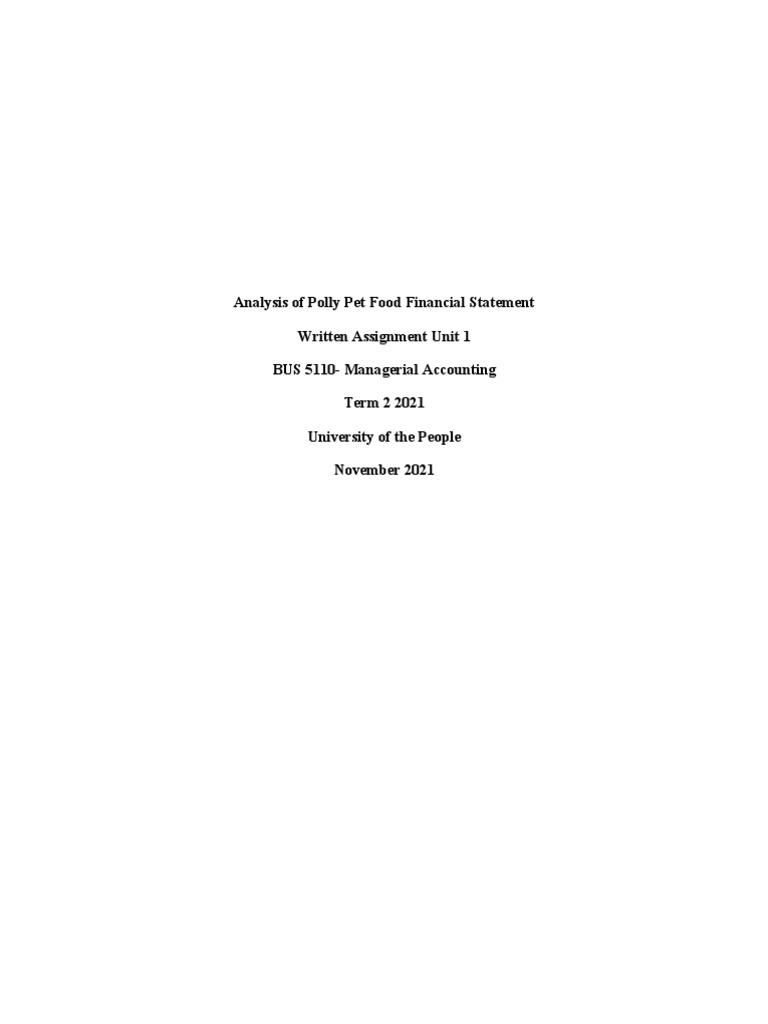 Polly Pet Food Financial Analysis | PDF | Retained Earnings | Equity ...