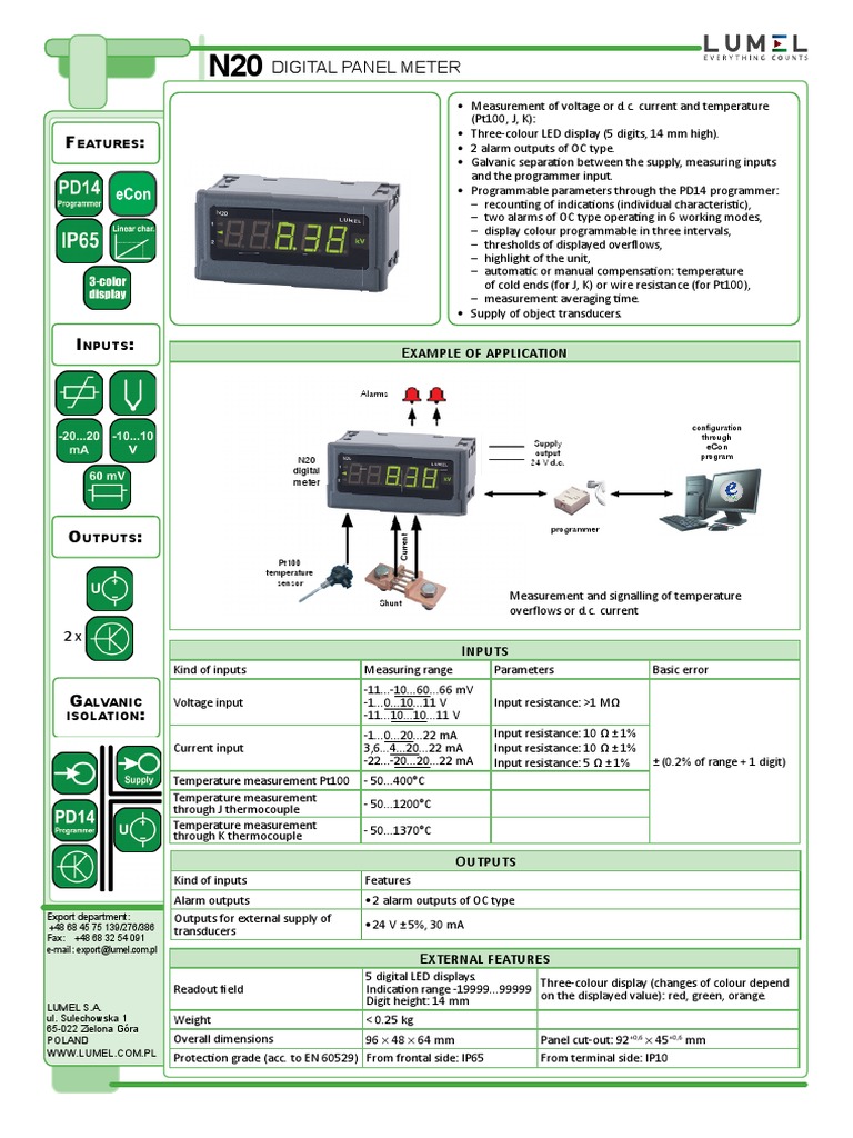 N20 Data Sheet | PDF | Thermocouple | Alternating Current