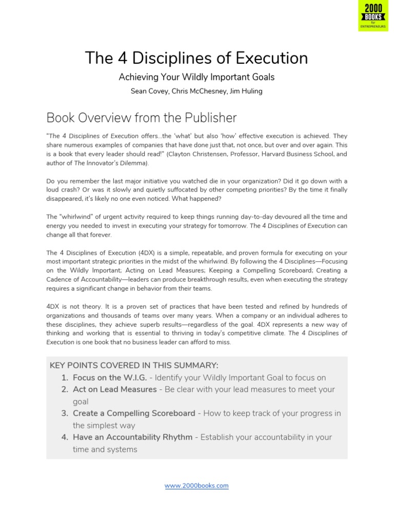 4 Disciplines of Execution v2.1 | PDF | Lever