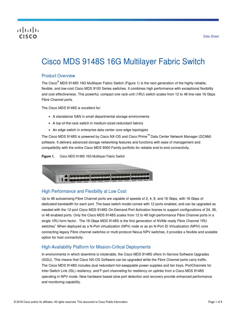 Cisco 9148s Datasheet | PDF | Ac Power Plugs And Sockets | Computer Network