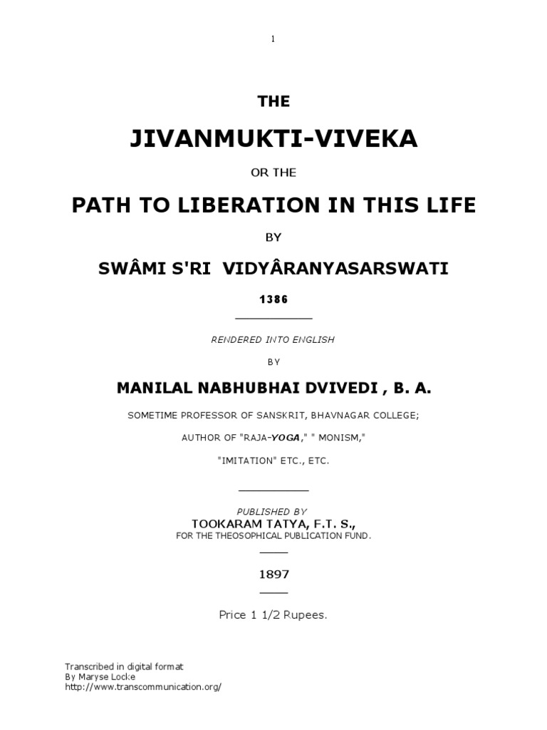 Jivanmukti Viveka Swami Vidayarana | PDF