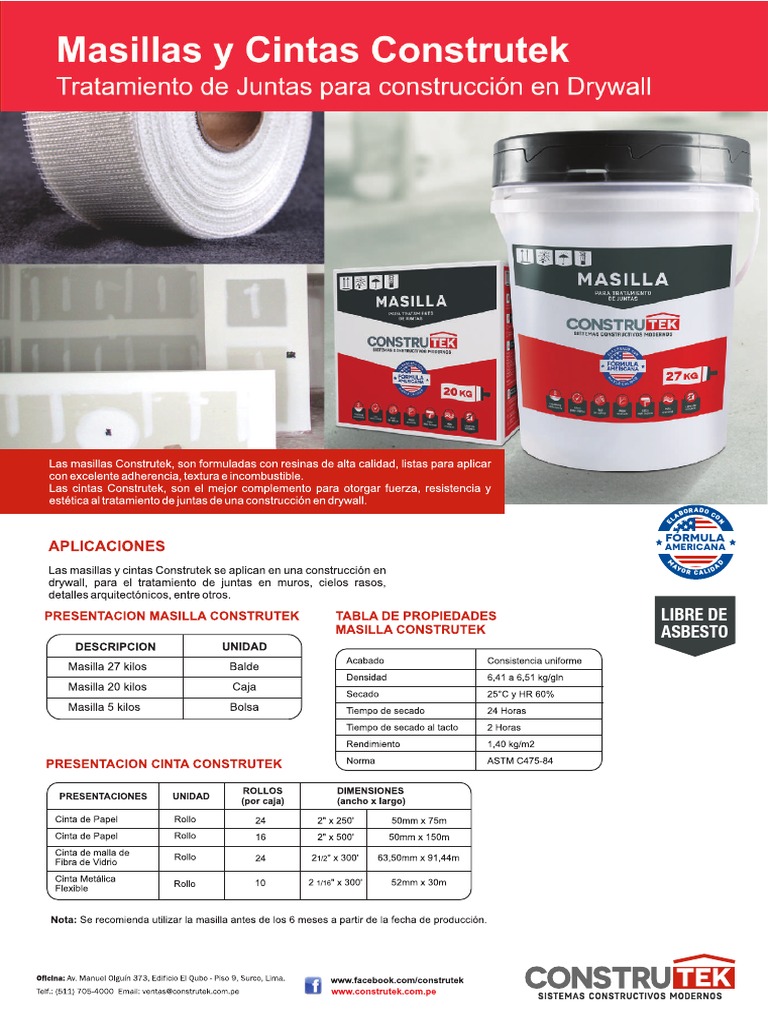 Ficha Técnica Masilla Construtek - Compressed1 | PDF