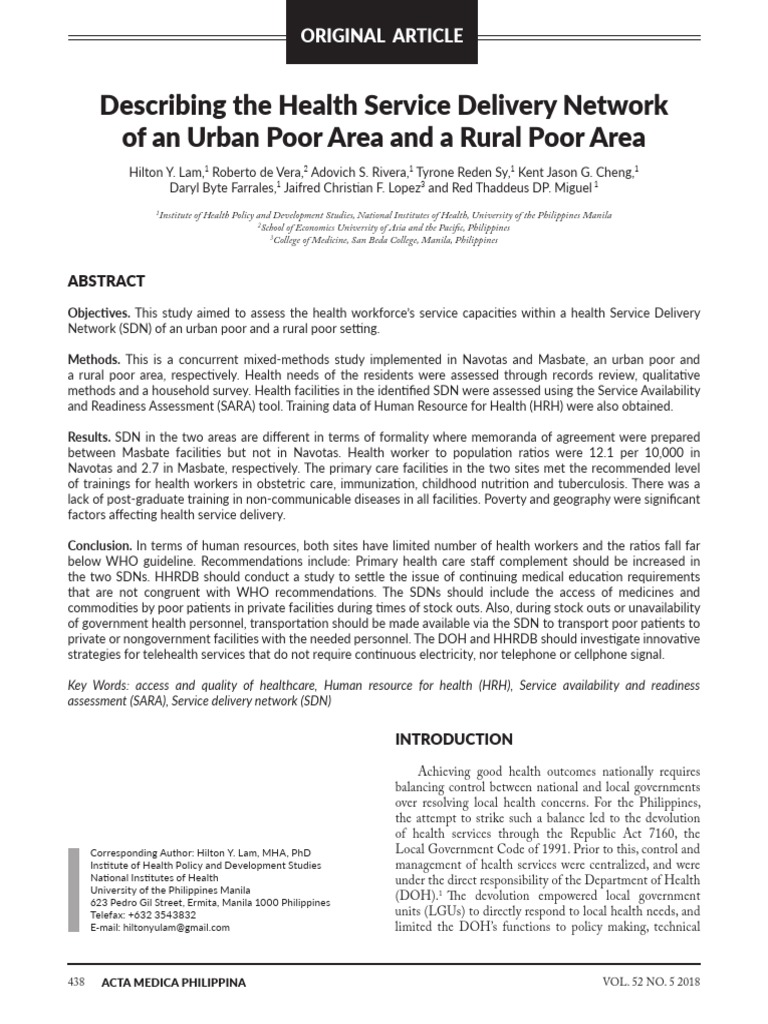 Describing The Health Service Delivery Network of An Urban Poor Area ...