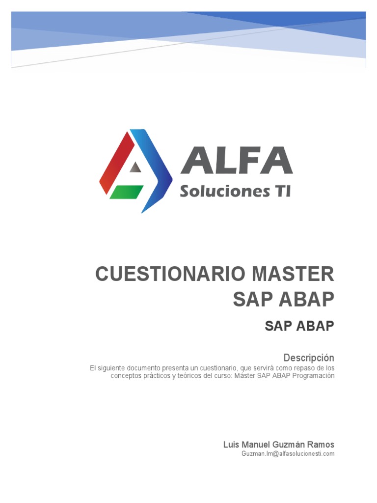 Cuestionarios Repaso Master Abap | PDF | Bases de datos | SQL