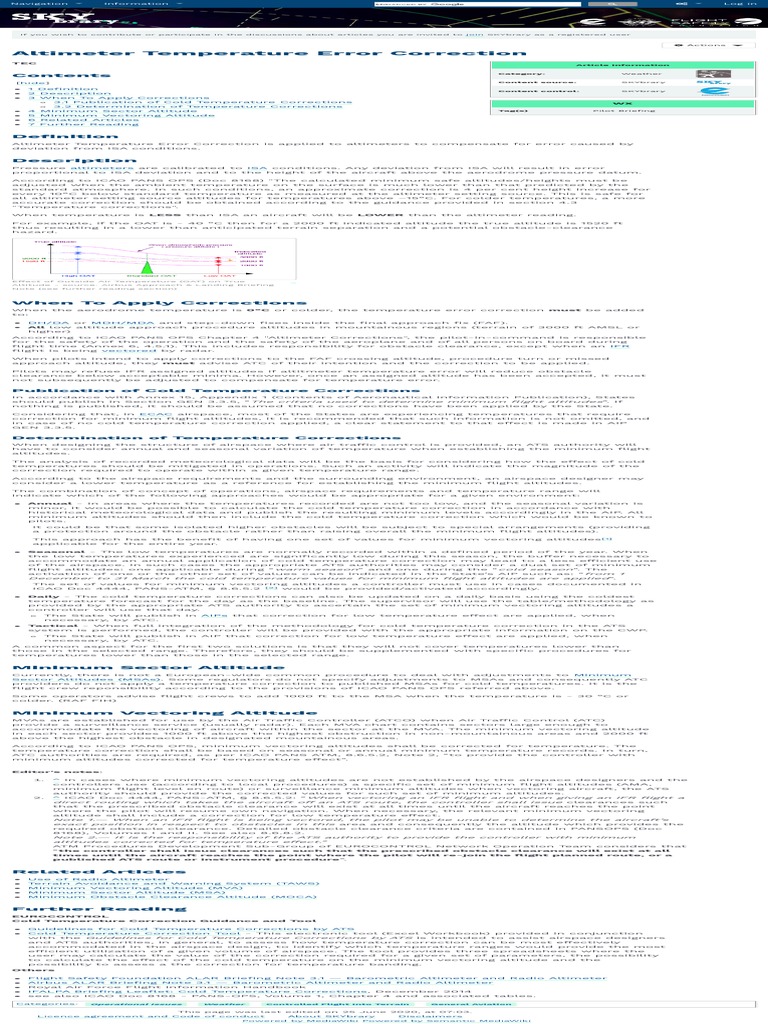 Altimeter Temperature Error Correction | PDF | Instrument Flight Rules ...
