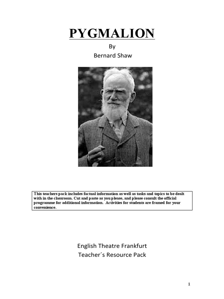 Pygmalion: Teacher's Resource Guide | PDF | Pygmalion (Play) | Linguistics