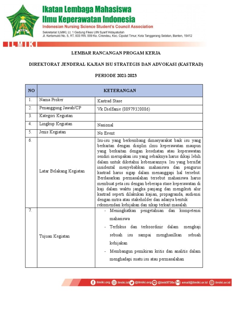 KASTRAD Lembar Rancangan Proker | PDF