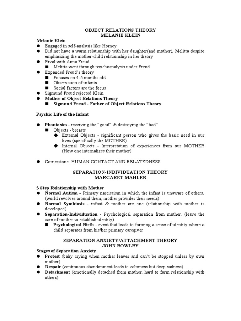 Notes - Object-Relation-Theories-Erikson | PDF | Object Relations ...