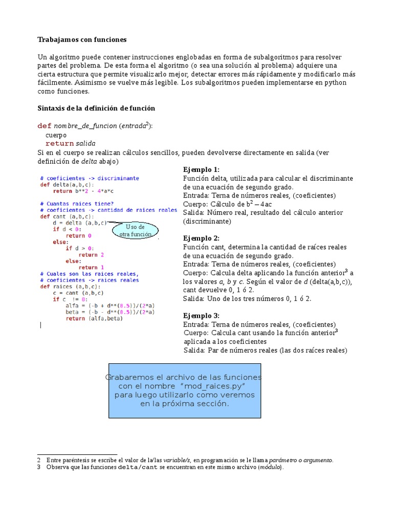 Trabajamos Con Funciones: Def Return | PDF | Algoritmos | Python ...
