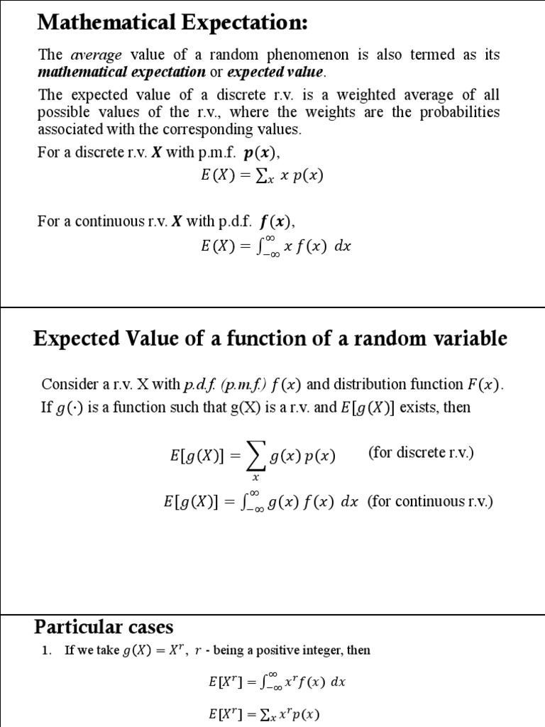 Understanding Mathematical Expectation | PDF | Variance | Probability Distribution