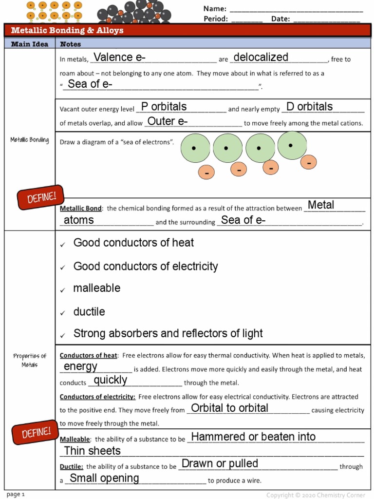 Student Notes - Metallic Bonding | PDF