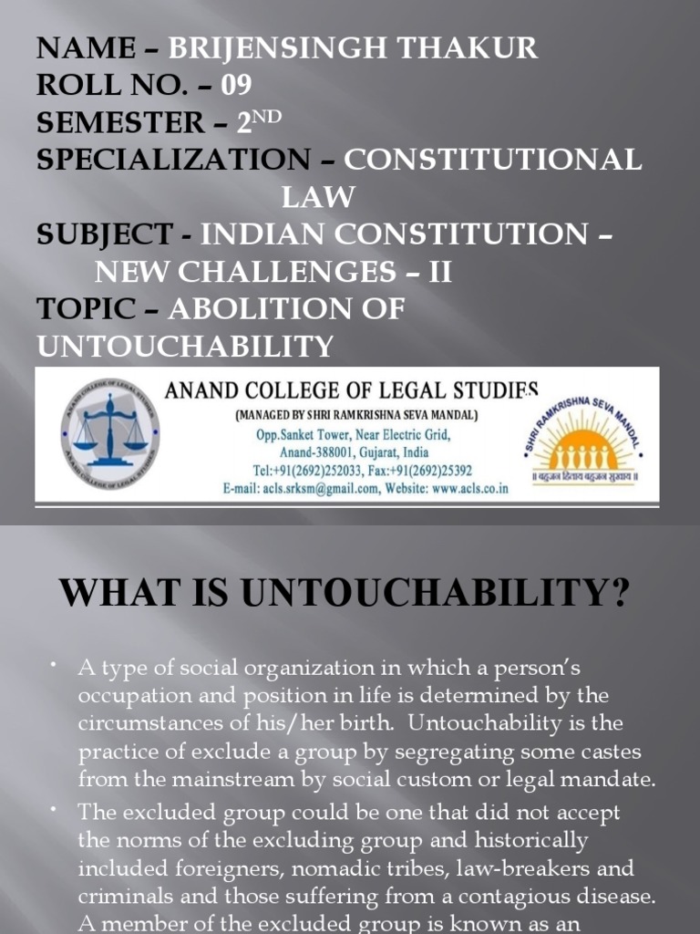 Abolition of Untouchability | PDF | Caste | Dalit