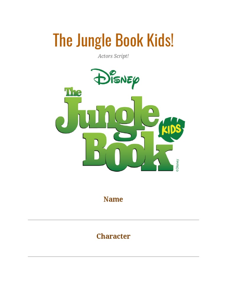 Jungle Book Kids Script | PDF | Bagheera | Baloo