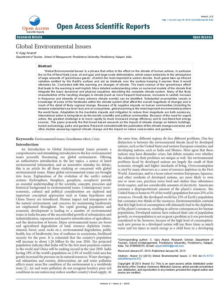 Global Environmental Issues | PDF | Climate Change | Habitat Destruction