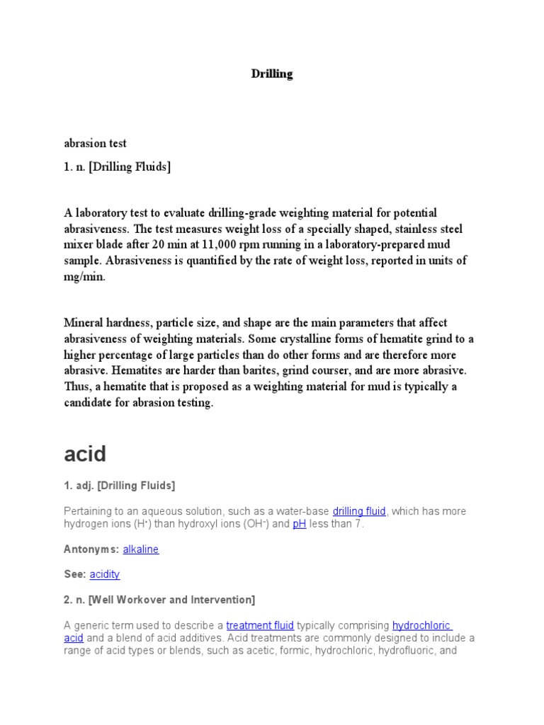 Drilling Glossary SLB | PDF | Oil Well | Chemistry