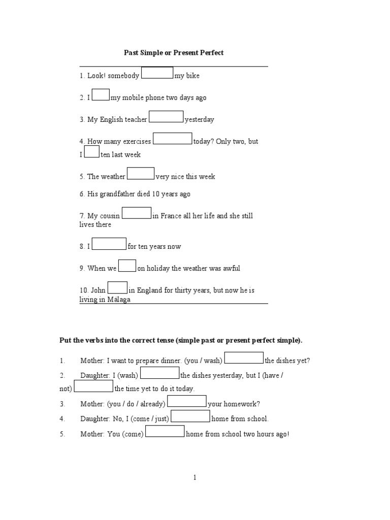 Past Simple Vs Present Perfect | PDF | Grammatical Tense | Grammar