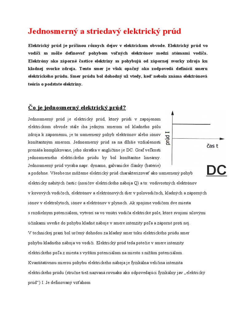Jednosmerný A Striedavý El. Prúd | PDF