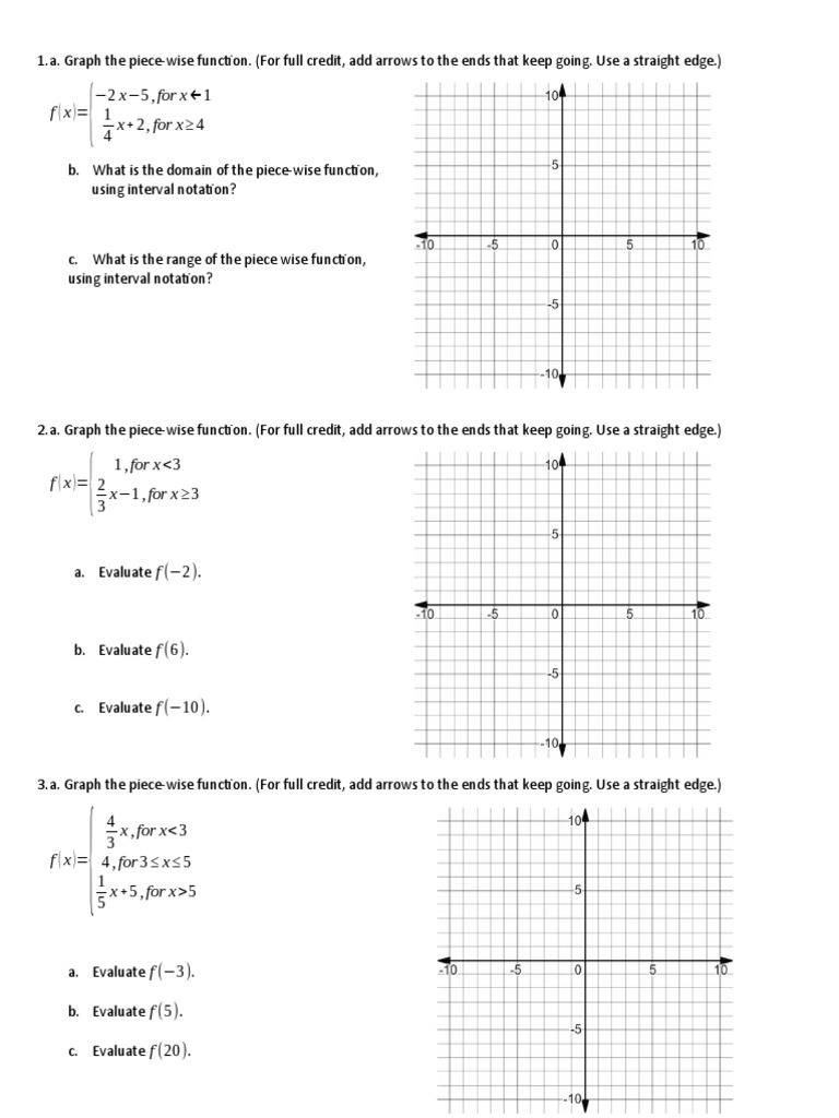 2.1B Piecewise Function Graphing Worksheet - 1 | PDF