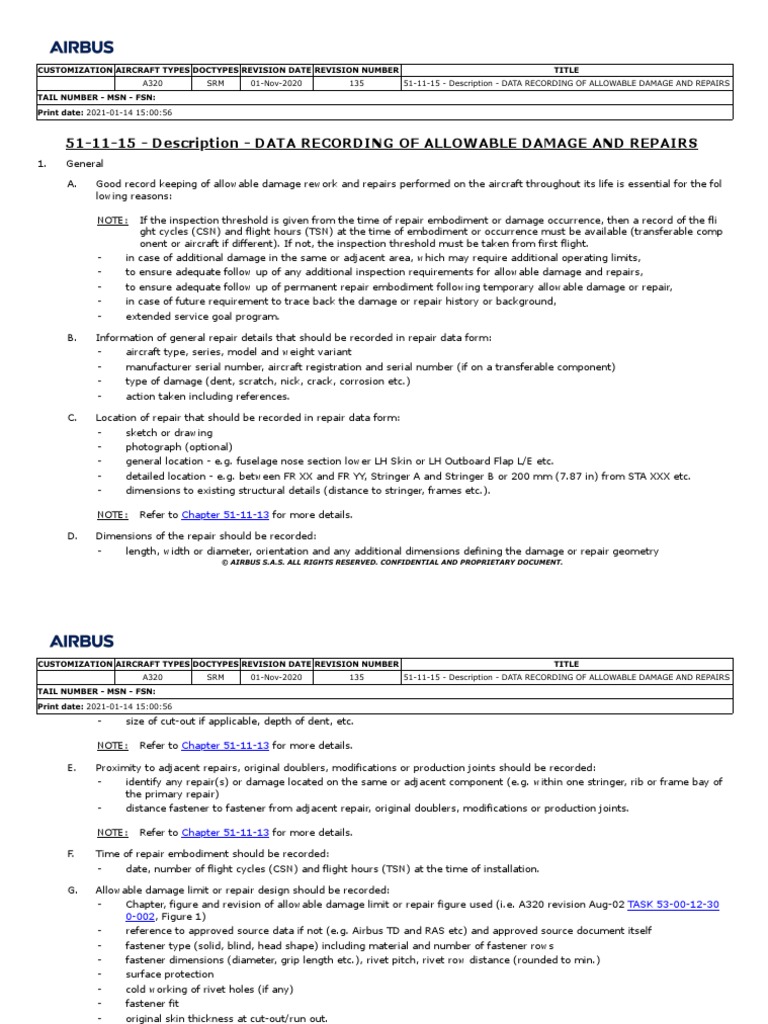 A320 - SRM - 01-Nov-2020 - 51-11-15 - Description - DATA RECORDING OF ...