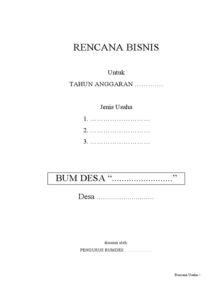Contoh Format Rencana Bisnis BUMDes | PDF
