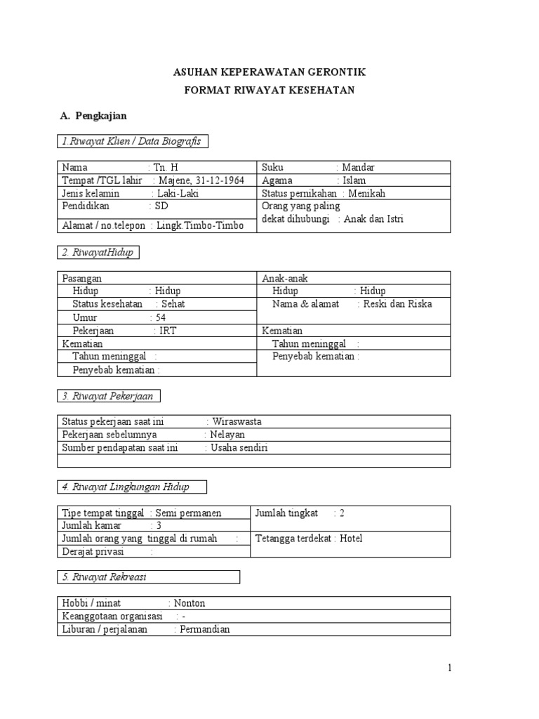 Format Pengkajian | PDF | Kesehatan Holistik