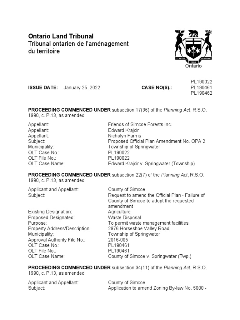 Ontario Land Tribunal PL190022-JAN-25-2022 | PDF | Environmental Impact ...
