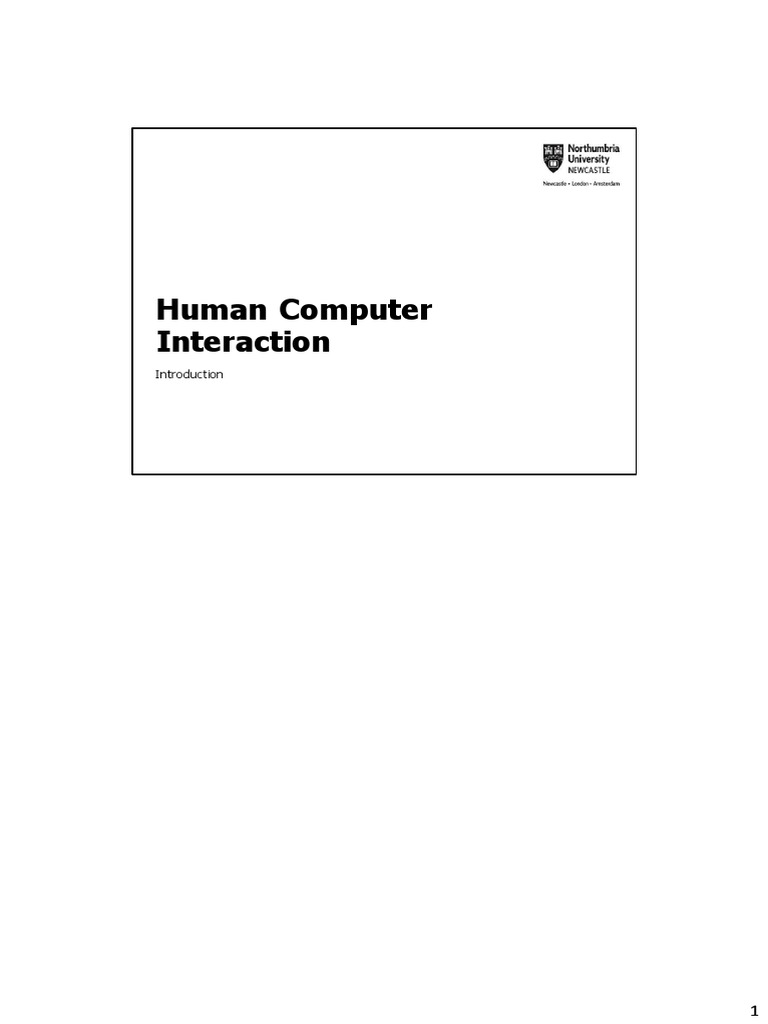 Lecture - Introduction To HCI | PDF | Human–Computer Interaction ...