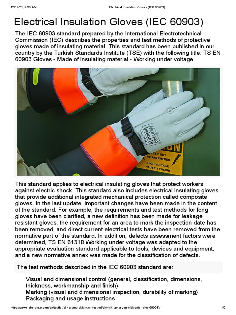 Electrical Insulation Gloves (IEC 60903) | PDF | Insulator (Electricity ...