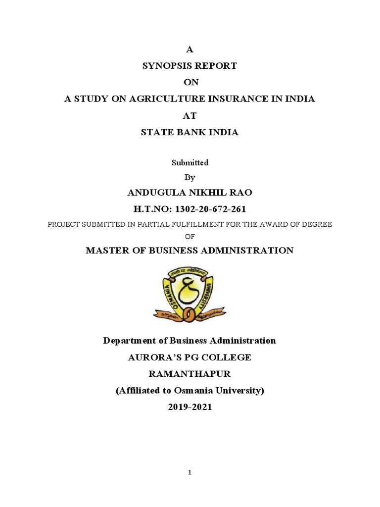 Agriculture Insurance Insights at SBI | PDF | Survey Methodology | Banks