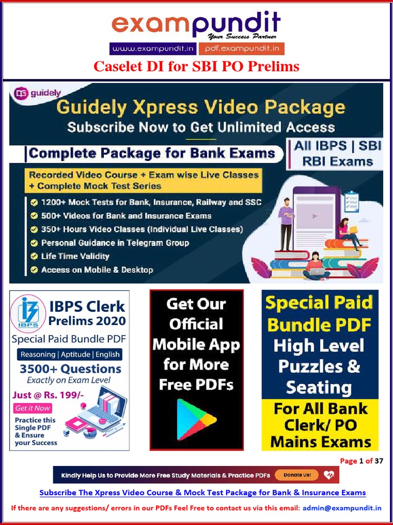 Caselet Di Questions Specially For Sbi Po Prelims | PDF | Interest ...
