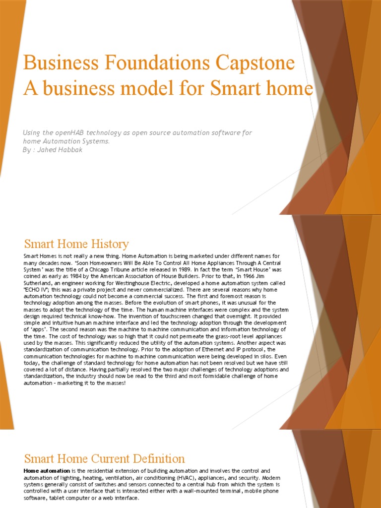 Business Foundations Capstone A Business Model For Smart Home | PDF ...