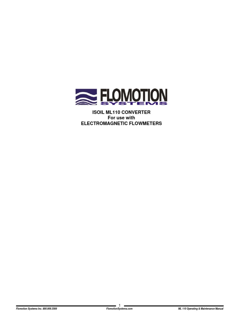 ISOIL ML110 Flow Meter Manual | PDF | Pipe (Fluid Conveyance ...
