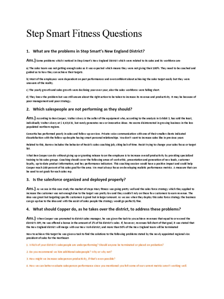 Step Smart Fitness Questions | PDF | Sales | Communication