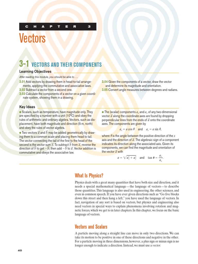 Vectors Vectors And Their Components Pdf Euclidean Vector Trigonometric Functions
