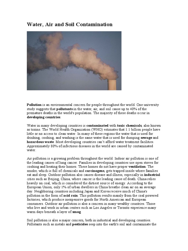 Pollution Reading Exercise | PDF | Air Pollution | Pollution