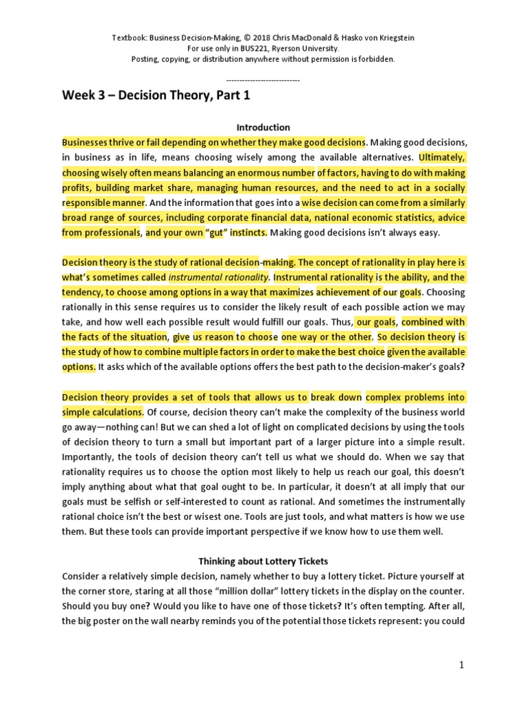 Decision Theory Part 1 | PDF | Decision Theory | Decision Making