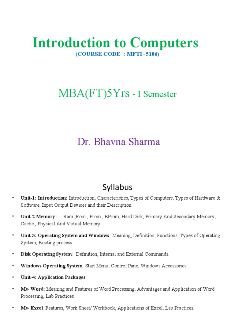 Introduction To Computer | PDF | Computer Data Storage | Operating System