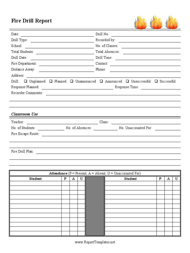 Main Fire Drill Report Template | PDF