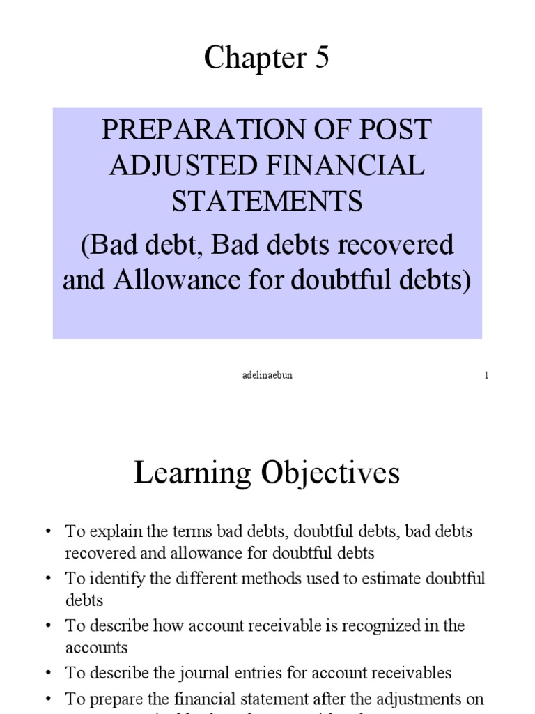 Chapter 5 3 Bad Debts Allowance For Doubtful Debts And Discount