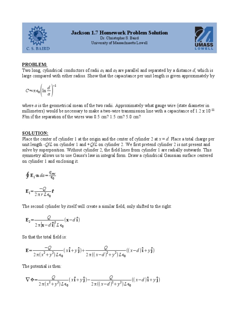 Jackson 1.7 Homework Problem Solution Under 40 Characters | PDF | Force | Physics