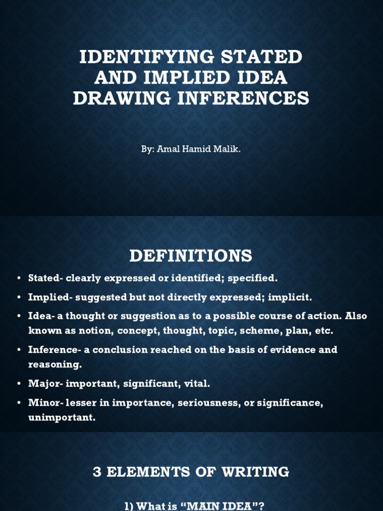 Identifying Stated and Implied Idea Wk2 | PDF | Idea | Caffeine