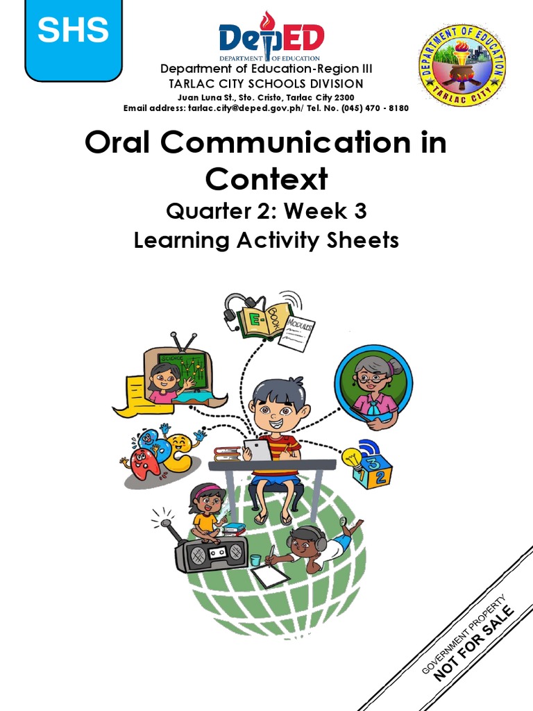Oral Communication in Context: Quarter 2: Week 3 Learning Activity ...